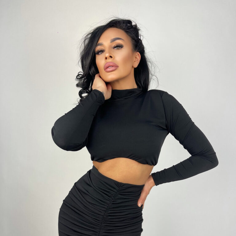 Top Dama Sexy Versatil Fara Maneci Negru Lycra - Lina